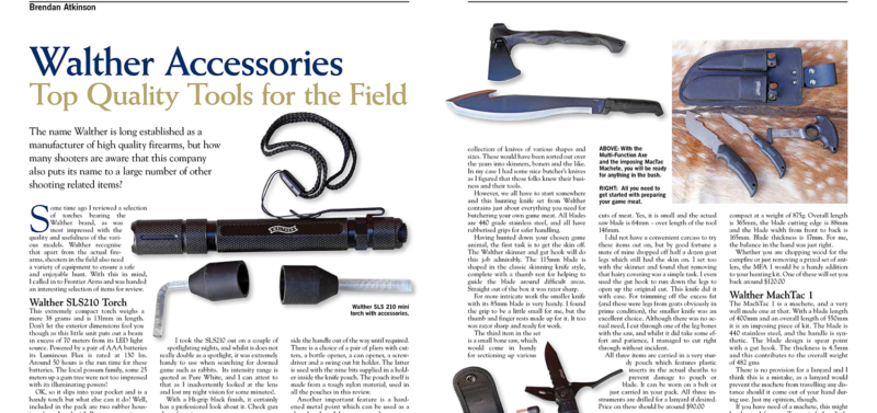 Walther Tools review in Guns Australia magazine • Walther Pro Australia